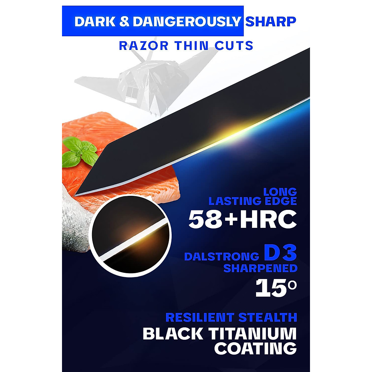 Dalstrong Yanagiba Knife - 10.5 inch Sushi Knife - Shadow Black Series - Black Titanium Nitride Coated Asian - High Carbon 7CR17MOV-X Vacuum Treated Steel - Kitchen Knife - Sheath - NSF Certified