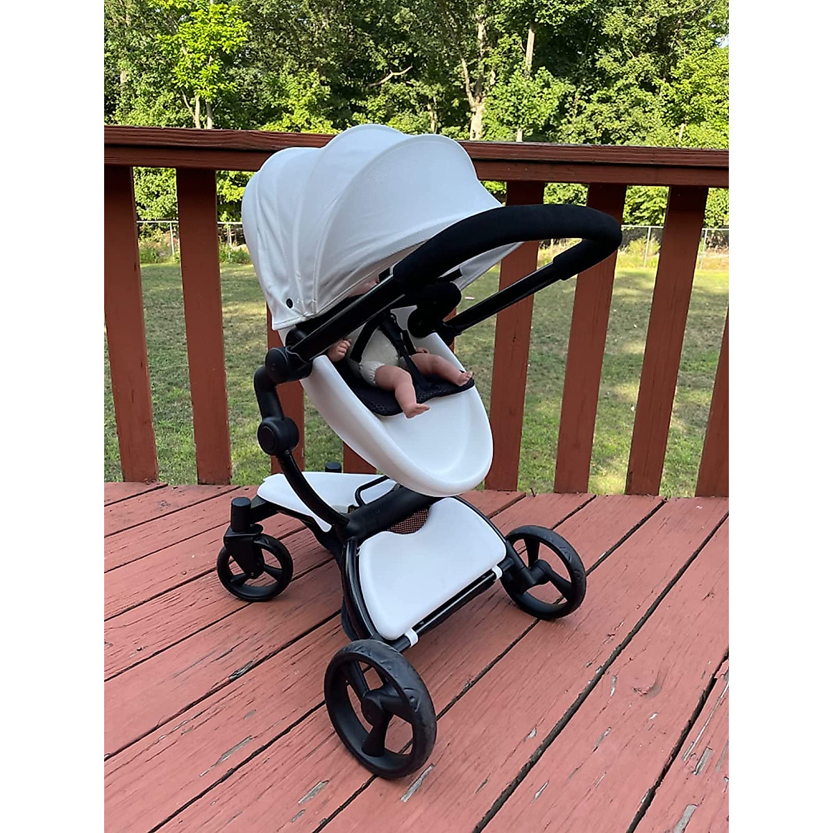 Anivia Luxury Baby Doll Stroller for 18" & 20" Girl Dolls - Doll Stroller with Folding Canopy, Mute Wheels and 2 Storage Baskets, Easy to Assemble