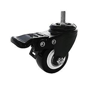 VWINDESK 2 inch M8(0.315'' Φ) 15mm Threaded Locking Caster Wheels, Set of 4, Swivel, Polyurethane PU Swivel Ball Casters with 360 Degree Top Plate 220lb Total Capacity, Brake, Used for Standing Desk