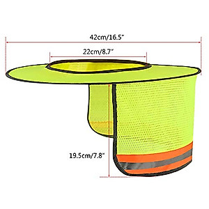 Topbuti 3 Pack Hard Hat Sun Shade Full Brim Hardhat Sun Shield High Visibility Sun Visor Neck Shade with Reflective Strip for Hard Hat Accessories (Orange, Yellow)