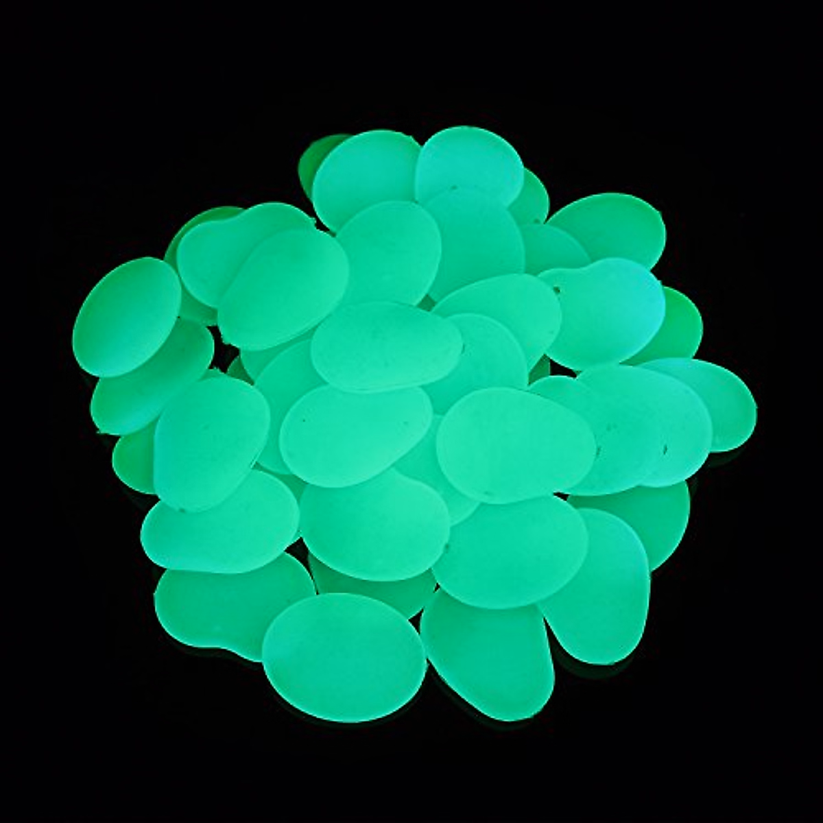 Glow in The Dark Fish Tank Aquarium Pebbles,Rocks, Glowing Gravel Luminous Stones for Aquarium Succulent Garden Gift Decoration (Flake Shape, 44pcs,315g/11.11oz/0.69lb) (Aqua)