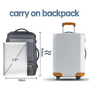 50L Large Travel Backpack for Men, Extra Large Carry On Backpack Airline Approved, Expandable Mens Backpacks Suitcase Luggage Backpack for Travel, 17 Inch Laptop Backpack Gifts for Men/Women, Black