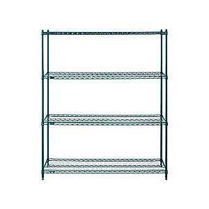Nexel Poly-Green Adjustable Wire Shelving Unit, 4 Tier, Heavy Duty Commerical Storage Organizer Wire Rack, 18" x 60" x 74", Green