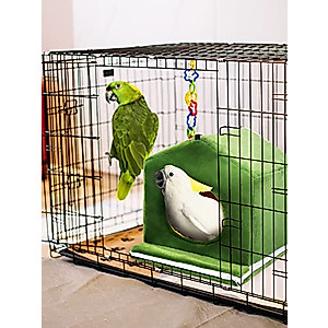 MEWTOGO Large Winter Warm Bird Nest House, Bird Bed for Cage, Novelty Plush Parrot Nest Snuggle Shed Hut, Easy to Install for Macaws Amazon Parrot African Grey Lovebirds
