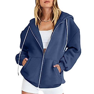 Today Deals Today Womens Hoodies Fall Fashion Hooded Jacket Trendy Oversized Sweatshirts Casual Zip Clothes Y2k Cute Teen Girls Clearance