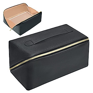 rlokosfb Portable Makeup Bag Opens Flat for Easy Access,Waterproof Cosmetic Bag Toiletry Bag,Travel Accessories Overnight Bag for Toiletries and Daily Use,Gifts for Women (Black Large, Super Large)