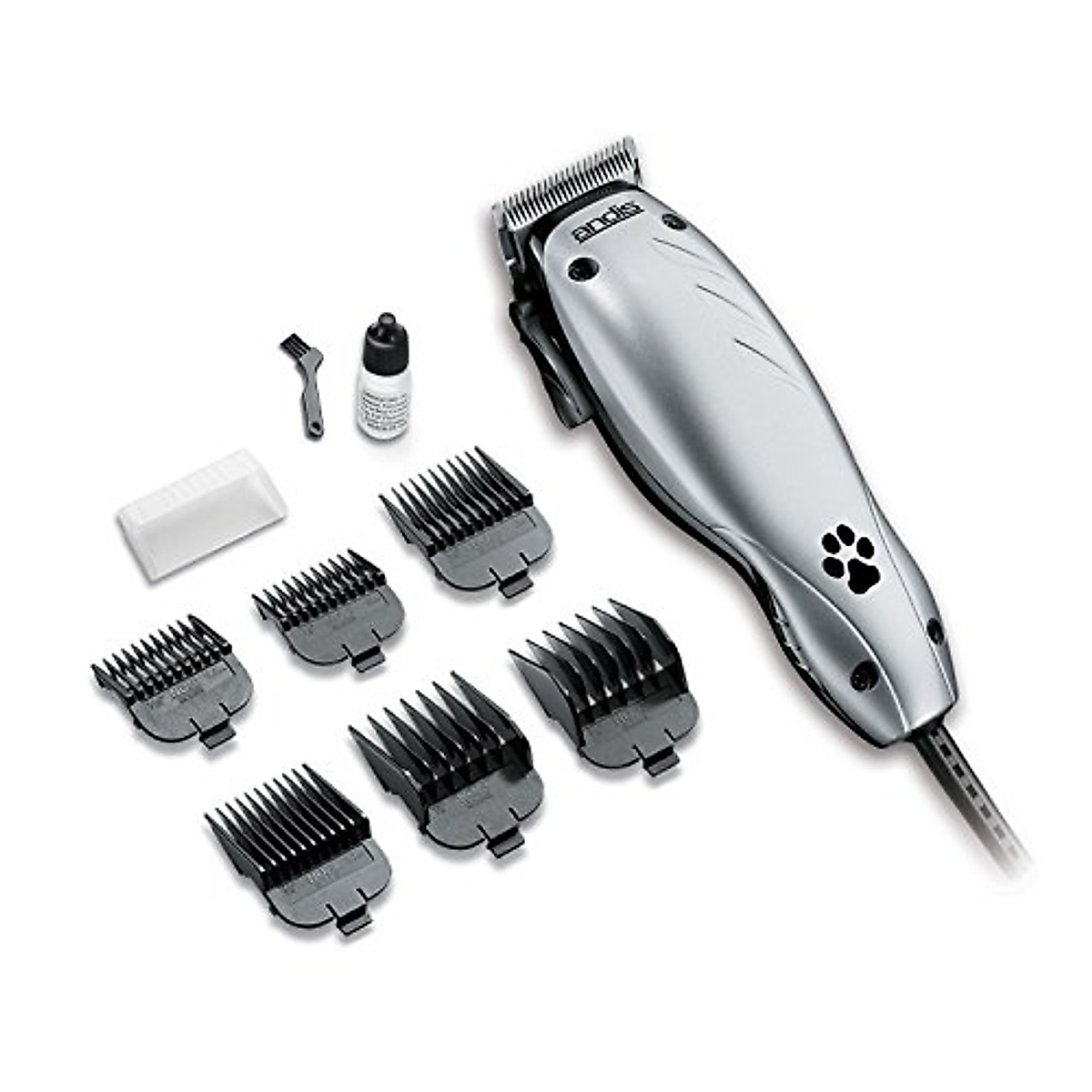 Andis EasyClip Multi-Style 10-Piece Adjustable Blade Clipper Kit, Animal Grooming, Silver, MC-3 (18410)