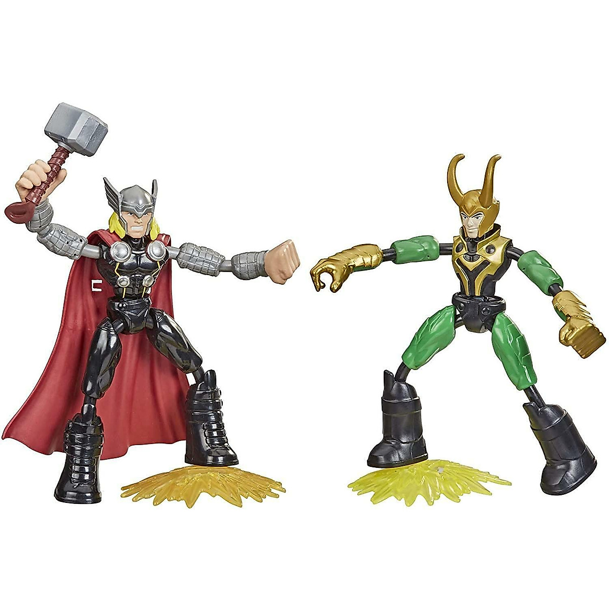 Avengers Marvel Bend and Flex Thor Vs. Loki Action Figure Toys, 6-Inch Flexible Figures, Includes 2 Accessories, Ages 4 and Up