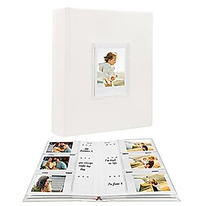 Photo Album for Fujifilm Instax Mini Camera, Polaroid Camera, Instax Photo Album with Memo Areas, 180 Pockets 2x3 Photo Album with Writing Space for Instax Mini 12 11 40 9 7+ Evo Liplay Camera,White