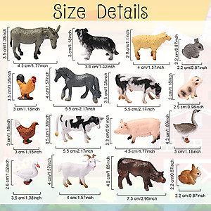 16 Pcs Mini Farm Animal Toys Realistic Plastic Kids Animal Figurines Playset for Kids Birthday Cake Topper Easter Egg Fillers Animal Theme Toys