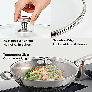 11 In Glass Lid for Frying Pan, Tempered Replacement Cover Compatible with All 11 Inches Cookware for Skillets, Round Cast Iron, Cast Aluminium, Stainless Steel Pans &Pots