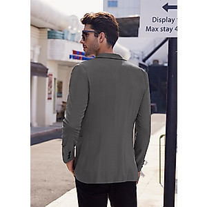 COOFANDY Men's Blazer Jacket Casual Linen Sport Coats Slim Fit Lightweight One Button Suit Jacket Dark Grey