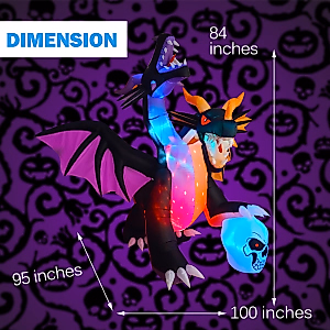BLOWOUT FUN 8.3FT Long 7FT Tall Inflatable Halloween Giant Fire & Ice Twin-Headed Dragon Decoration, Flash LED Blow Up Lighted Clearance Decor Indoor Outdoor Holiday Art Decor Decorations