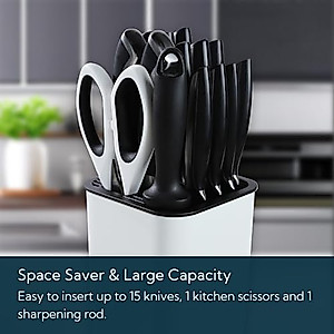KITCHENDAO XL Universal Knife Block Holder without Knives, with Slots for Scissors and Sharpening Rod, Detachable for Easy Cleaning, Space Saving Slotless Kitchen Knives Storage for Kitchen Counter