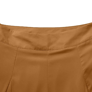 DOLKFU Flowy Pants Women High Waist Casual Pants Lightweight Straight Wide Leg Pants Trendy Comfortable Loose Trousers Brown 5XL