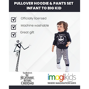 Disney Nightmare Before Christmas Jack Skellington Little Boys Hoodie and Pants Outfit Set Black 7-8