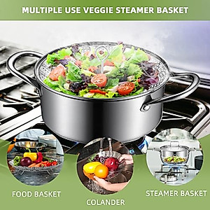Steamer Basket, Premium Stainless Steel Vegetable Steamer Basket for Veggies & Seafood Cooking, Expandable Food Steaming Basket Fits for Various Size Pots & Pans (6.4" to 10") LAIHIFA