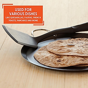 IMUSA 9in Carbon Steel Nonstick Round Comal with Metal Handles, Black