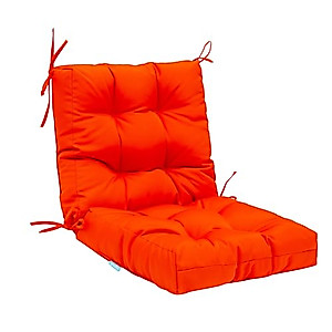 QILLOWAY Outdoor Seat/Back Chair Cushion Tufted Pillow, Spring/Summer Seasonal Replacement Cushions. (Orange)