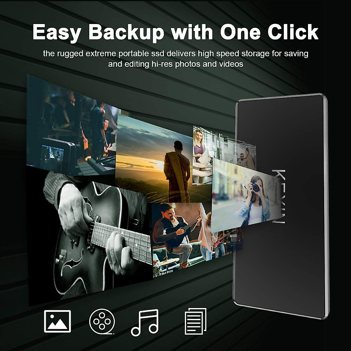 KEXIN 120GB Portable External SSD - Up to 400MB/s - USB-C, USB 3.1 Mini Game Drive Solid State Flash Drive Disk, Compatible with Mac OS, Windows, Laptop, X-Box, PS4