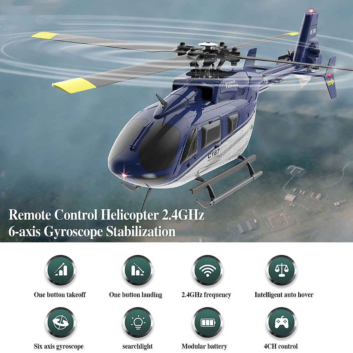 GoolRC Remote Control Helicopter 2.4GHz Remote Control Drone RC Helicopters 6-axis Gyroscope Stabilization Aileronless One-key Take-off Landing Altitude Hold Toy Gift for Adults with 2 Batteries