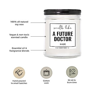 YouNique Designs Future Doctor Gifts Candle 9 oz - Med Student Gift, Medical Student Gifts & Medical School Graduation Gifts - Future Doctor Gifts for Medical Students (Mahogany Teakwood)
