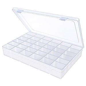 1Pack 36 Grids Craft Organizers and Storage Bead Organizer Tackle Box Organizer with Adjustable Divider, Plastic, Clear