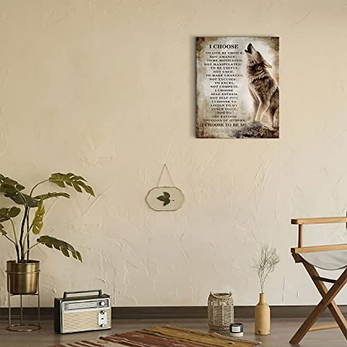 Motivational Wolf Canvas Wall Art Christian Wolf Gift for Men Picture Wall Decor Inspirational Quotes Painting Framed Modern Artwork for Bedroom Bathroom Office Home Decor 12x16 inch