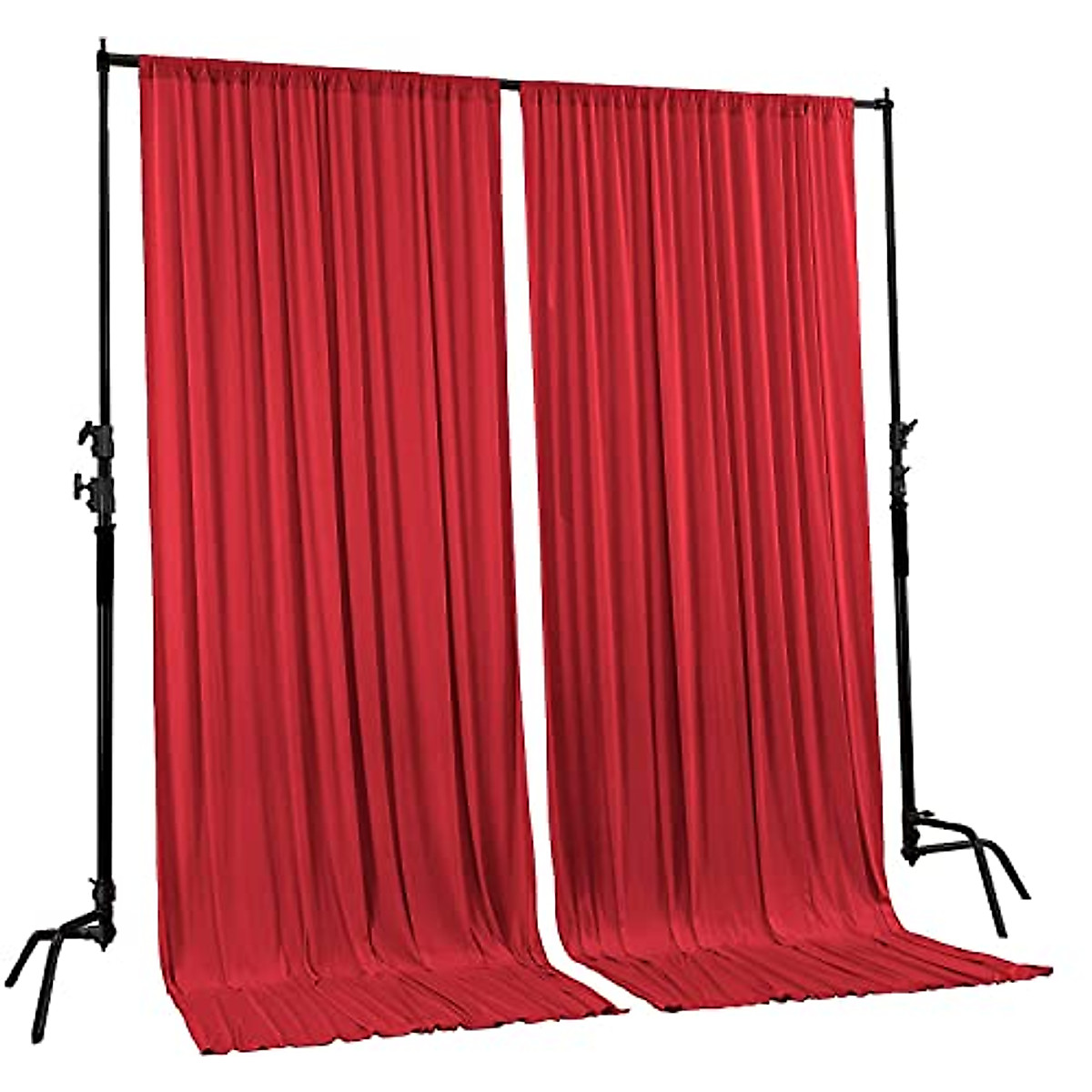 AK TRADING CO. 10 feet x 10 feet Polyester Backdrop Drapes Curtains Panels with Rod Pockets - Wedding Ceremony Party Home Window Decorations - RED (DRAPE-5x10-RED)