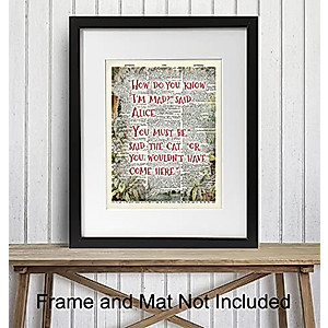 Alice Wonderland Quotation Dictionary Wall Art Picture print - Upcycled Decor for Home, Apartment, Office - Gift for Entrepreneur, Fans - 8x10 Poster