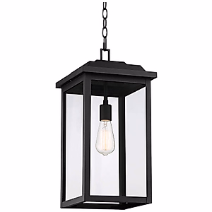 John Timberland Eastcrest Modern Industrial Outdoor Hanging Ceiling Light Fixture Textured Black 21 1/2" Clear Glass Exterior House Porch Patio Outside Deck Garage Front Door Garden Home Gazebo