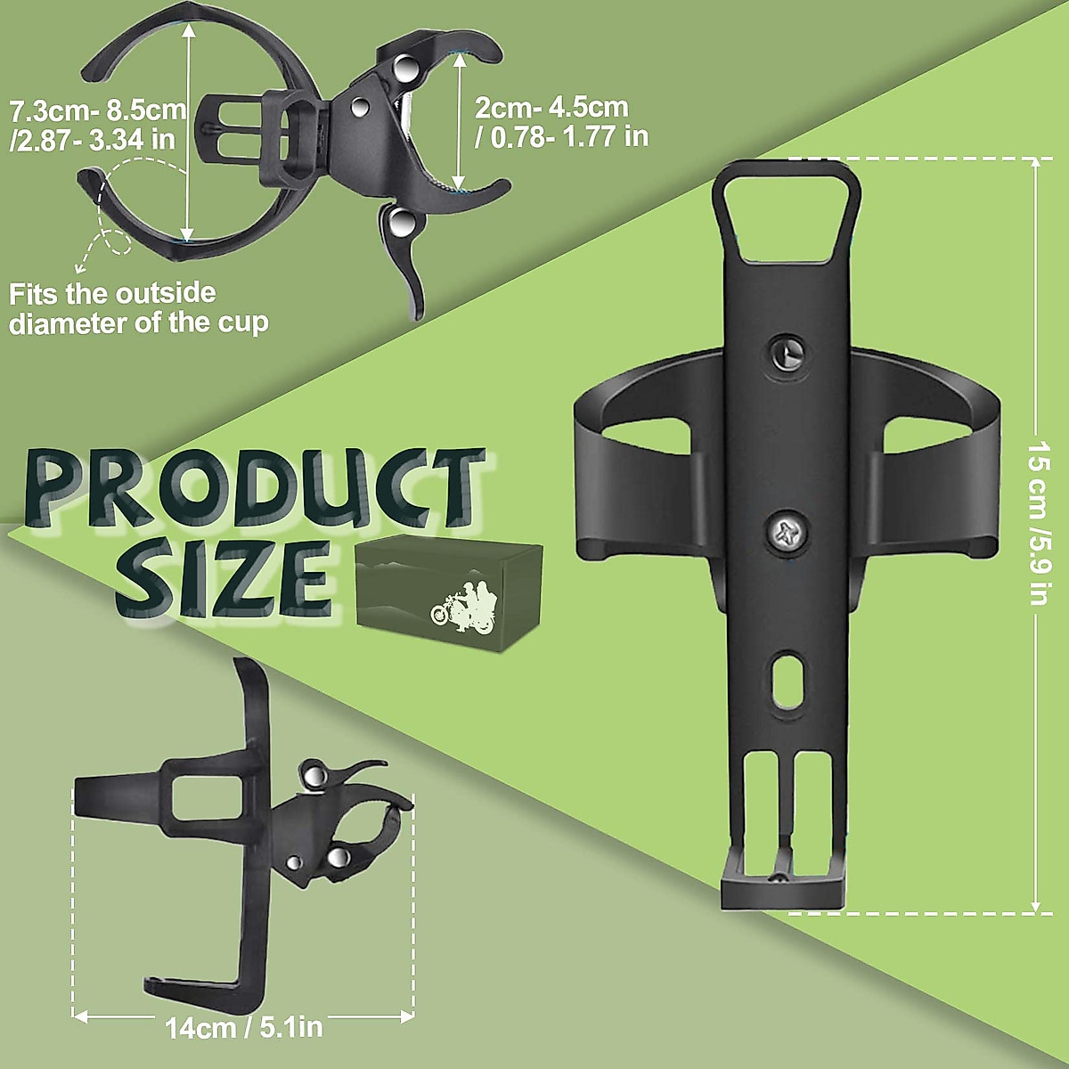 GLDYTIMES Scooter Cup Holder - Bike Bottle Holder 360 Degrees Rotation, Anti-Slip Fast Dismounting Accessories Cup/Bottle Drink Holder fit for Electric Scooter Wheelchair Electric Motorcycle, Black