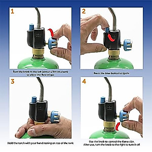 Flame King YSNAX1-088 Trigger Start Lighter Propane Gas Blow Torch Head for Cooking, Welding, Searing, Black, Gray, Light Blue