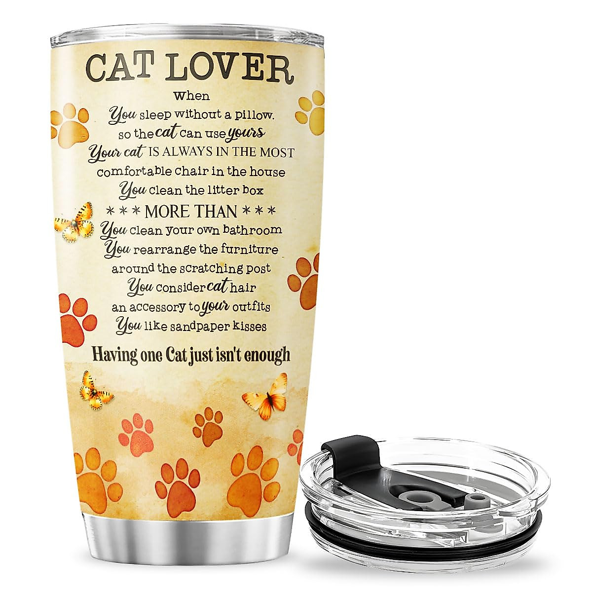 JENOIS Cat Gifts, Tumblers Lovers For, Tumbler 20 Oz With Lid And Straw, Pet Cat Lover