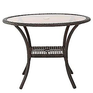 Christopher Knight Home San Pico Wicker Glass Table, Multibrown