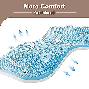 UniPon 4 Inch Mattress Topper Queen, Egg Crate Memory Foam Mattress Topper Queen,7 Zones Gel Infused Bed Topper, CertiPUR-US Certified