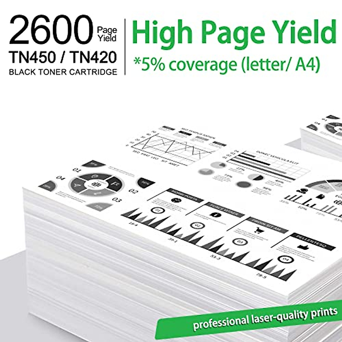 greencycle 1 PK TN450 High Yield Black Laser Toner Cartridge Compatible for Brother DCP-7065DN Printer