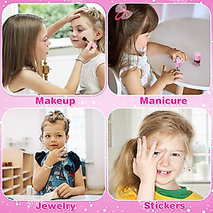 Anpro Kids Makeup Kit for Girl - 68PCS Safe & Washable Makeup for Girls,Play Real Makeup Girls Toys,Make Up for Little Girls,Non-Toxic Makeup kit,Valentines Day Gifts for Children Age 3-12 (Pink)