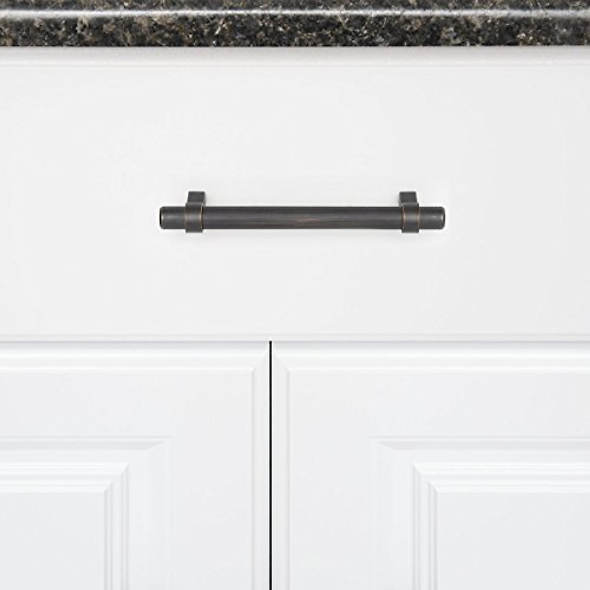 Amazon Basics Straight Bar Cabinet Handle, 6.63-inch Length (5-inch Hole Center), Oil Rubbed Bronze, 10-Pack