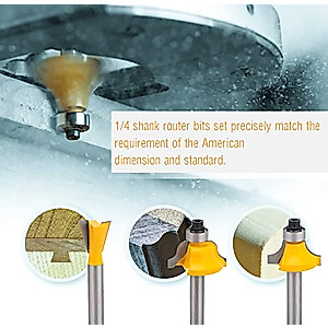 Router Bits 1/4 Shank, Router Bit Set 15 Pcs, Roundover Router Bit 1/4 Shank - Carbide Router Bits for Wood, Woodworking, DIY