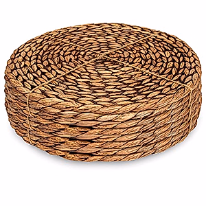 CENBOSS Round Woven Placemats (Brown Wash, 13.5" Set of 8)