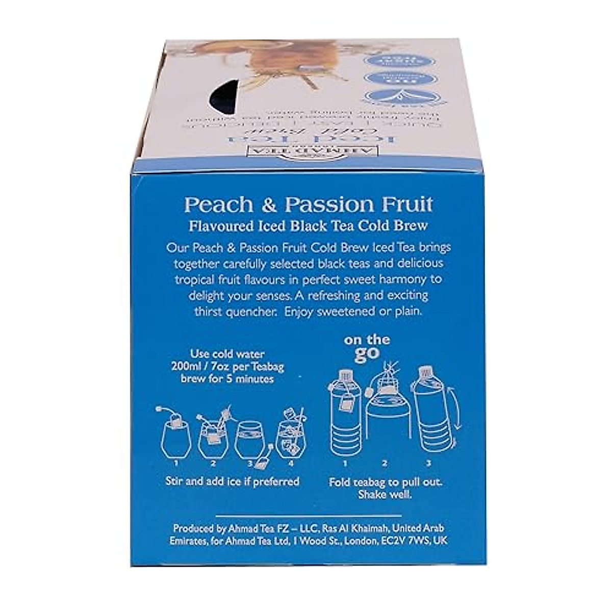 Ahmad Tea Black Tea, Cold Brew Peach and Passion Fruit Teabags, Iced Tea, 20 ct (Pack of 6) - Caffeinated and Sugar-Free