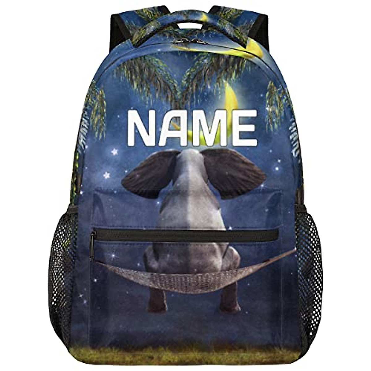 OMFUNS Elephant Animal Custom Backpack for Kids Boys Girls Ocean Beach Personalized School Bookbag for College Elementary Middle School Bag Casual Daypack Laptop Bag for Women Men