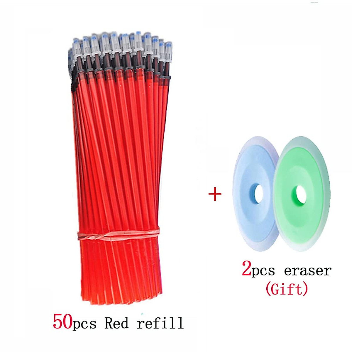 50pcs/lot Erasable Gel Pen Refills 0.5mm Blue Black Red Ink Office School Erasable Pen Washable Handle Colored Erasable Ink Pens Writing Stationery (Red)