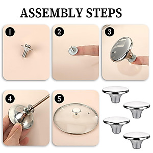 Dutch Oven Knob, Stainless Steel Replacement Handle, Stainless Steel Replacement Knob Pot Lid Handle, Compatible with Le Creuset, Aldi, Lodge, and Other Enameled Cast-Iron Dutch Oven, 4 Sets