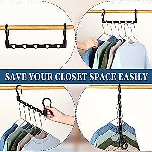 40 Pack Space Saving Clothes Hangers Closet Organizers and Storage Hangers Sturdy Plastic Organizer Hangers Smart Space Saver Hangers with 5 Hole for Clothes Shirts College Dorm Apartment, Black