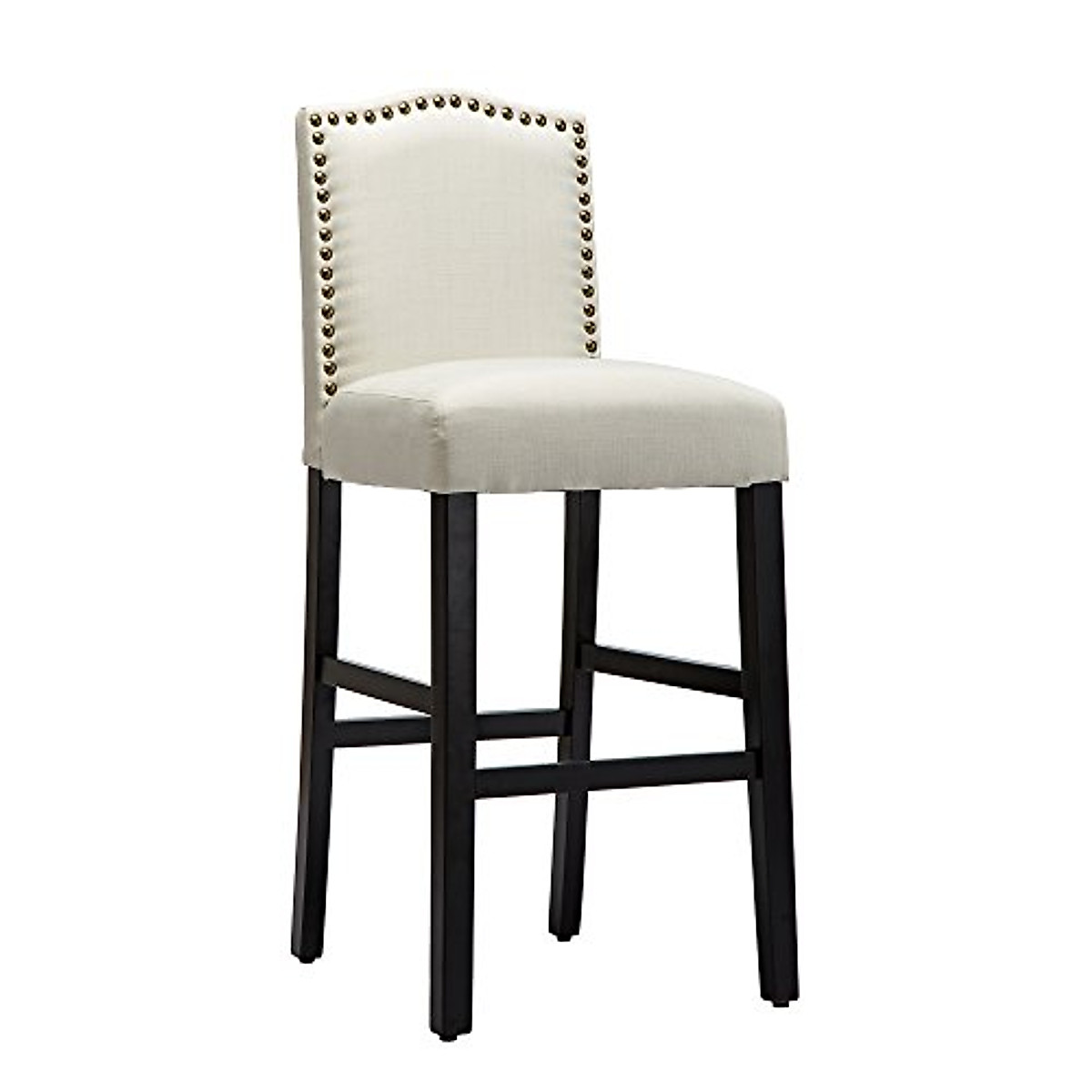 NOBPEINT Nail Head Studded Fabric Backed Bar Stools 29 inch Set of 2, Beige