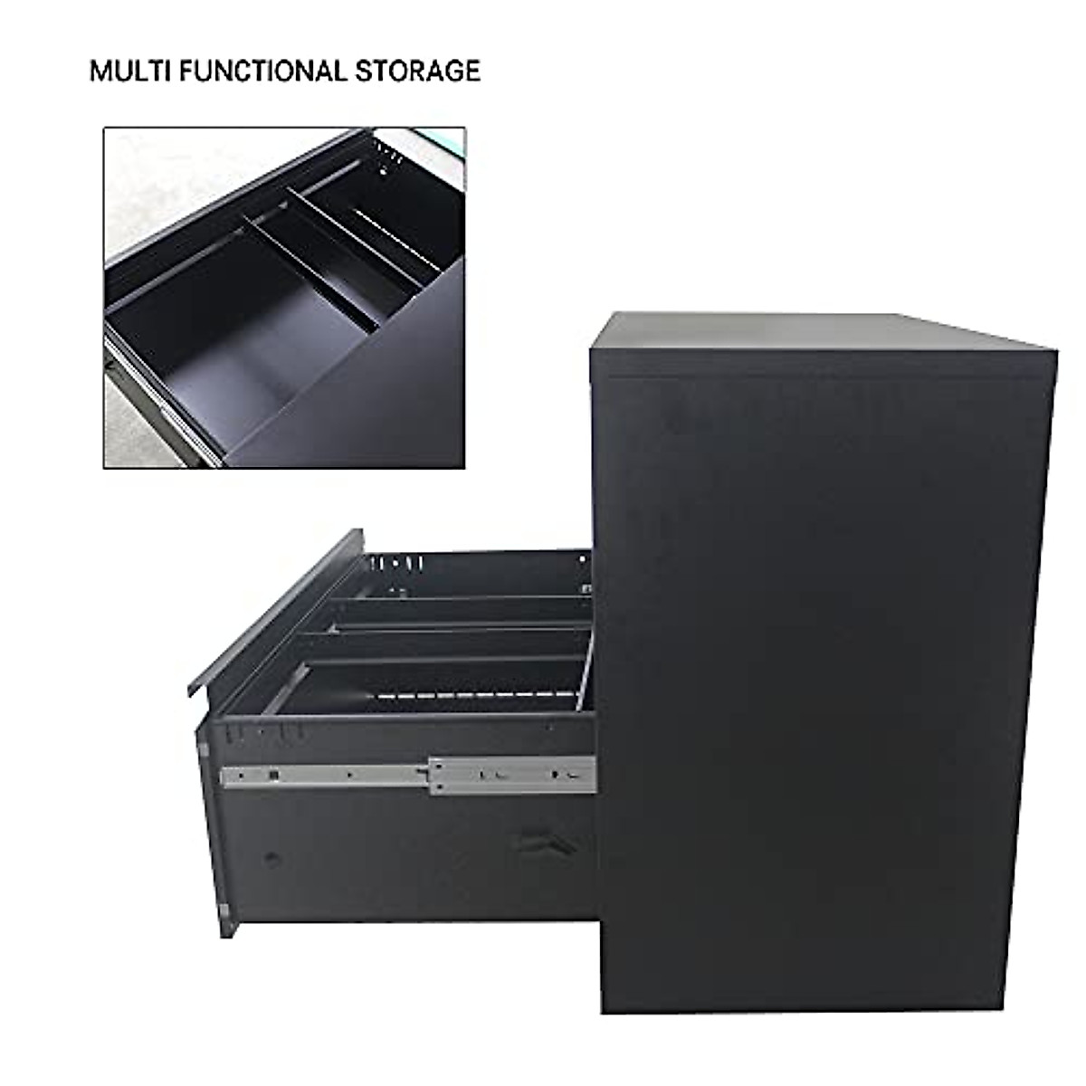 ANRYAGF 2 Drawer File Cabinet with Lock Metal Filing Cabinets for Home Office Black Lateral File Cabinet 2 Drawer Storage Cabinet for Letter/A4/F4 Size Files Anti-tilt 35.43"x 17.72"x 28.39" Vertical