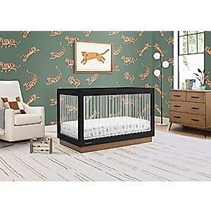 Delta Children James Acrylic 4-in-1 Convertible Crib - Greenguard Gold Certified, Midnight Grey/Acorn