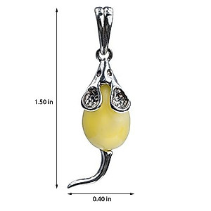 Ian and Valeri Co. Butterscotch Amber Sterling Silver Mouse Pendant